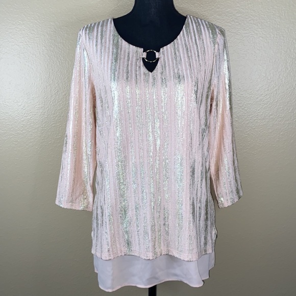 JM Collection | Tops | Jm Collection Light Pink Tunic With Vertical ...